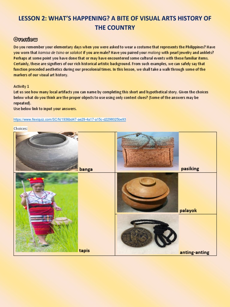 Lesson 2 What's Happening A Bite of Visual Arts History of The Country ...