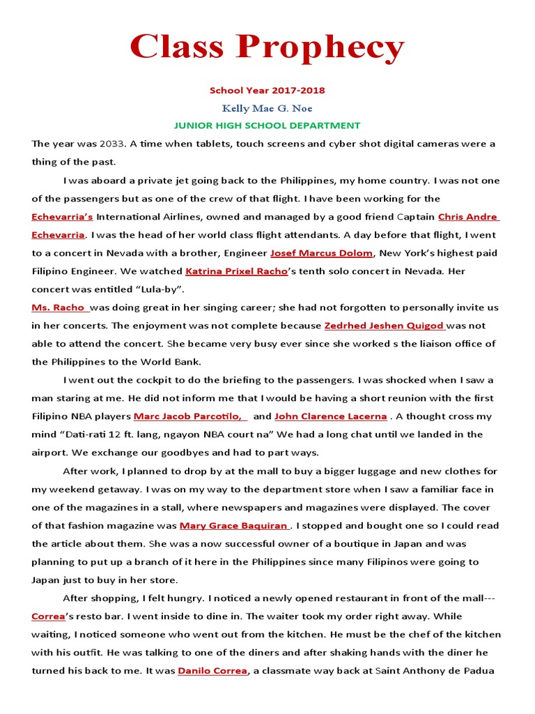 Class Prophecy JHS | PDF