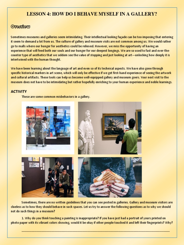 CH2 Lesson 4 How Do I Behave Myself in A Gallery | PDF | Museum