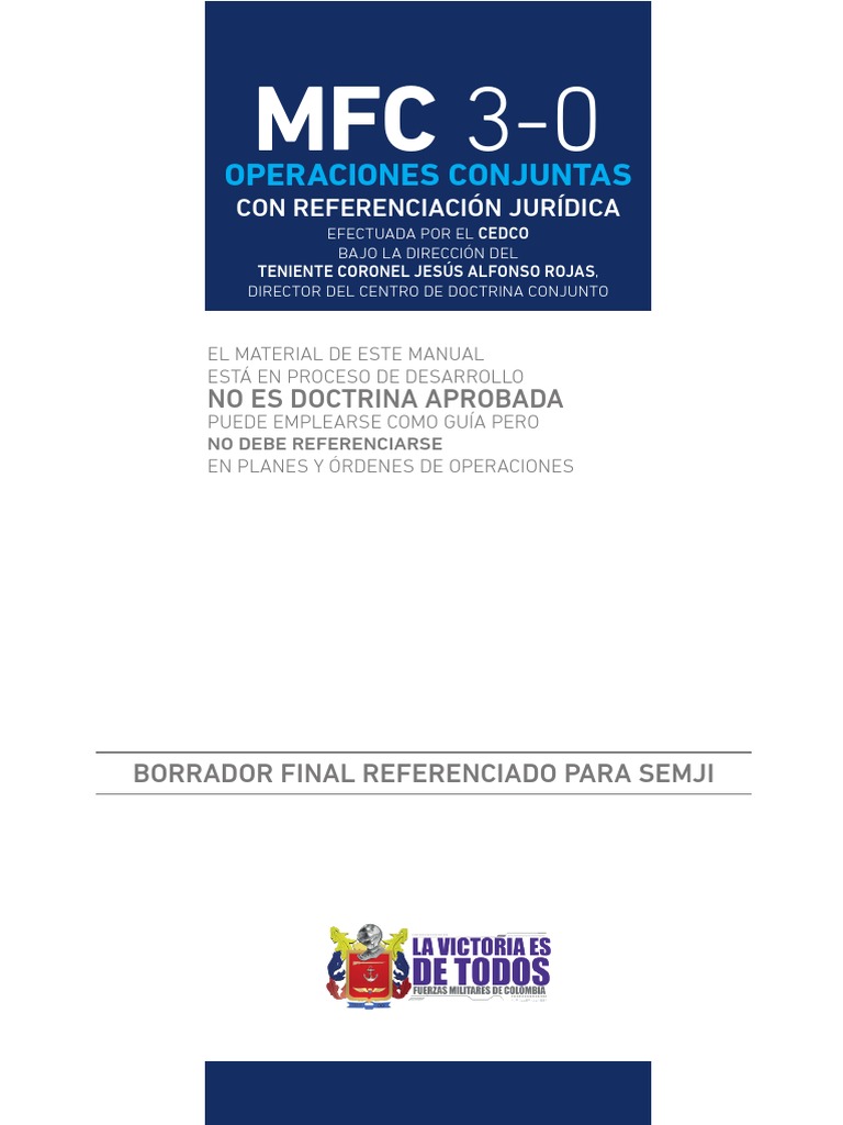MFC 3-0 Operaciones Conjuntas Borrador Final Referenciado | PDF | Planificación | Seguridad ...