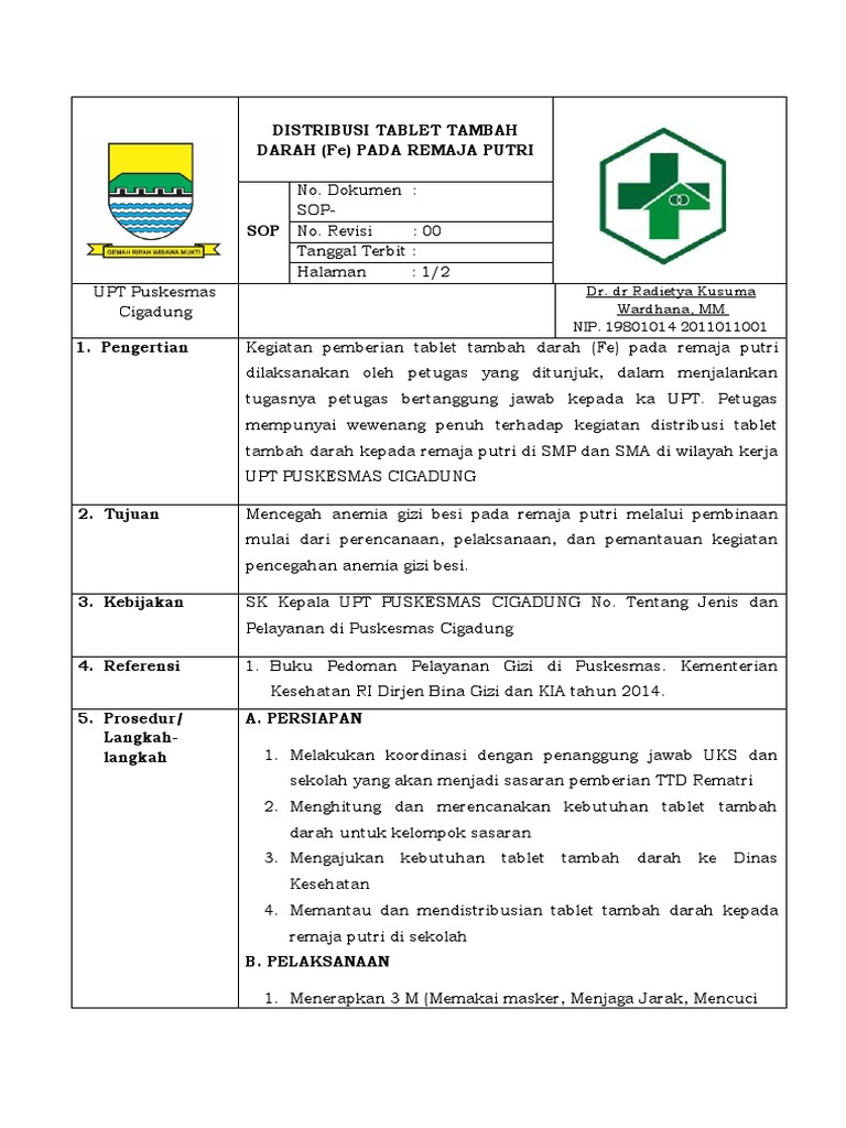 DISTRIBUSI TABLET TAMBAH DARAH (Fe) PADA REMAJA PUTRI | PDF