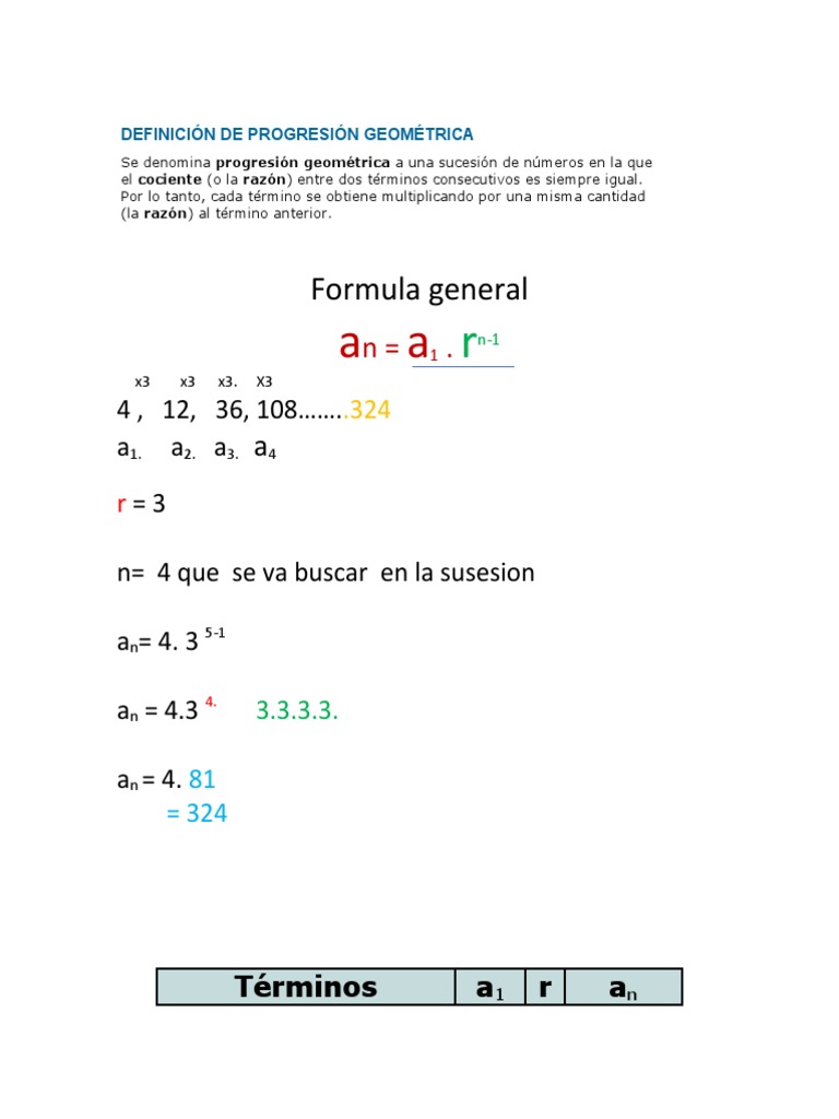 Ejercicios de Progresión Geométrica | PDF