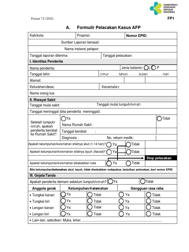 Form FP-1 - Investigasi - Suspek - AFP - 2023 - V2 | PDF