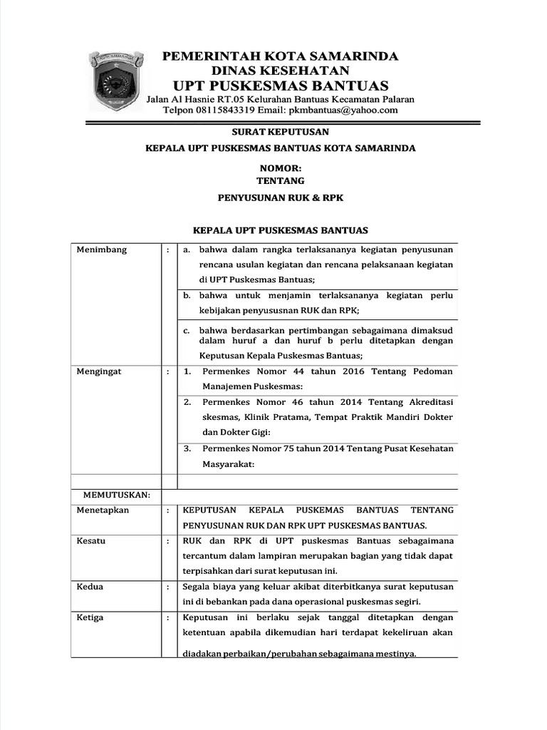 SK Penyusunan Ruk Amp RPK | PDF