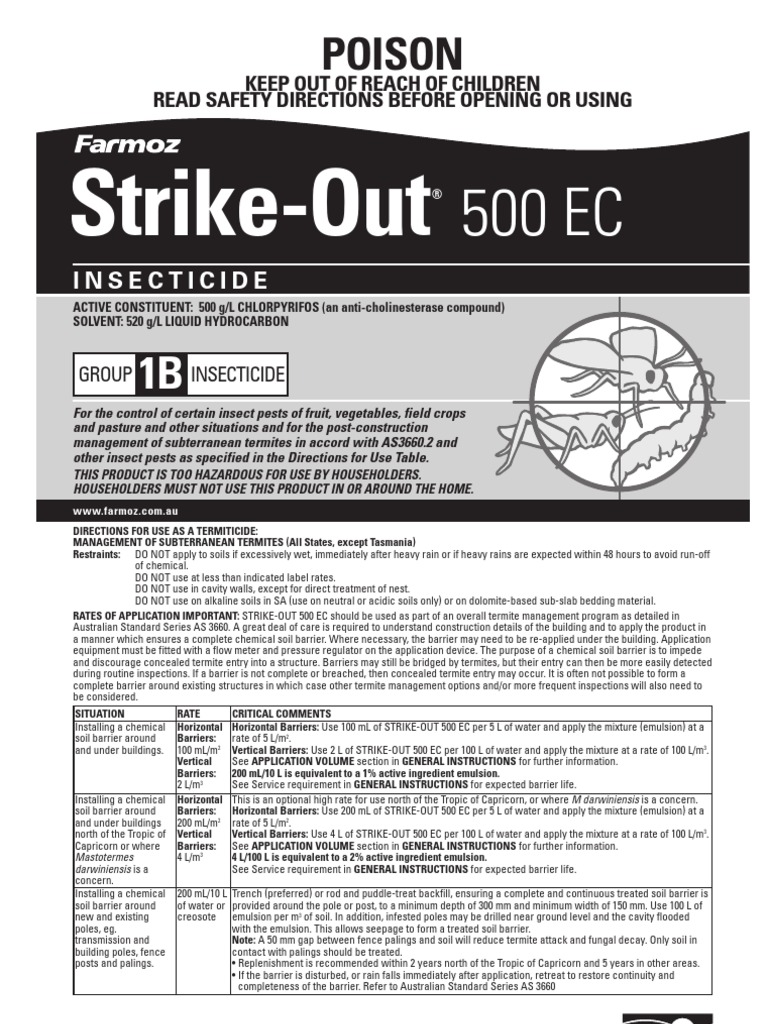 STRIKE-OUT 500 EC Product Label | PDF | Wall | Cabbage