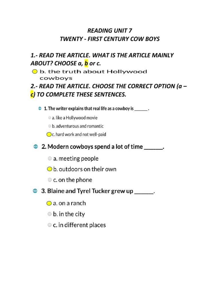 Reading Unit 7 | PDF