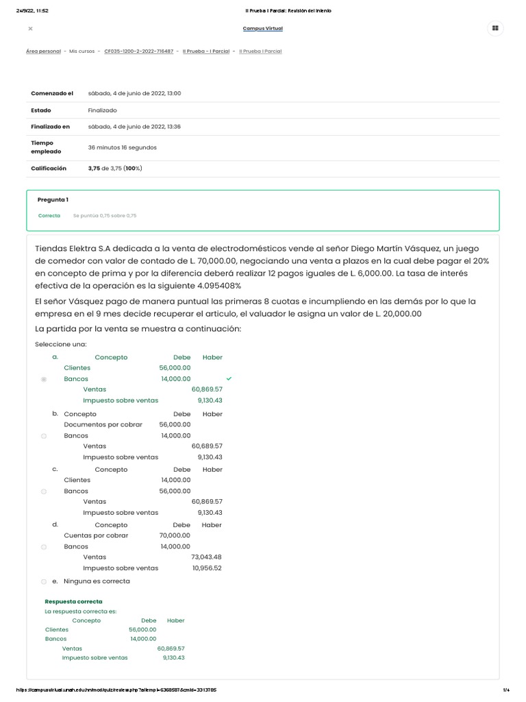 II Prueba I Parcial - Revisión Del Intento | PDF | Economias | Dinero