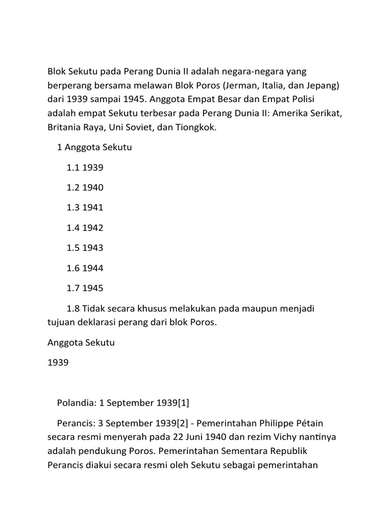 Negara-Negara Blok Sekutu PD II | PDF | Politik | Perjalanan