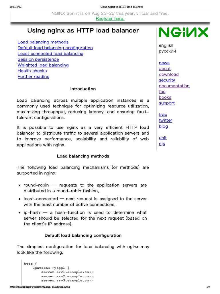 Using Nginx As Load Balancer Pdf Load Balancing Computing Hypertext Transfer Protocol