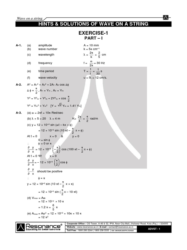 Hint Solution String Waves English | PDF | Waves | Quantity