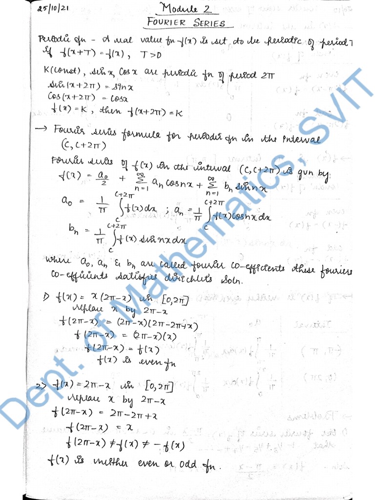 Module 2 Fourier Series Vtu 3rd Sem 21 Scheme Pdf