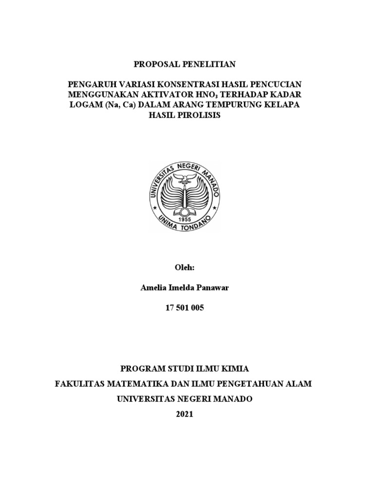Proposal Penelitian Arang Aktif Amel Fix Ok 3333 | PDF | Kesehatan Holistik | Teknologi & Rekayasa