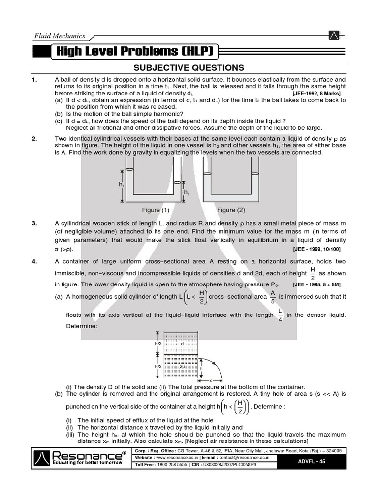 Fluid Mechanics: Tank and Pipe Dynamics | PDF | Liquids | Buoyancy