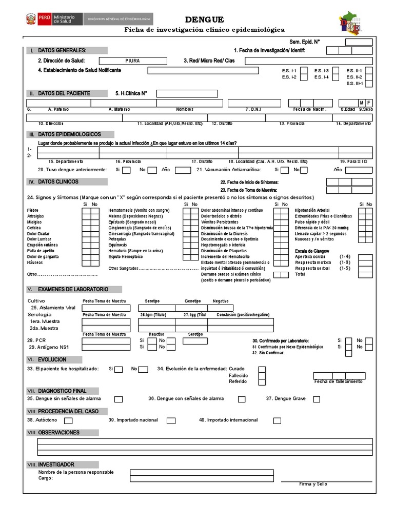 Formatos Dengue | PDF | Salud pública | Medicina CLINICA
