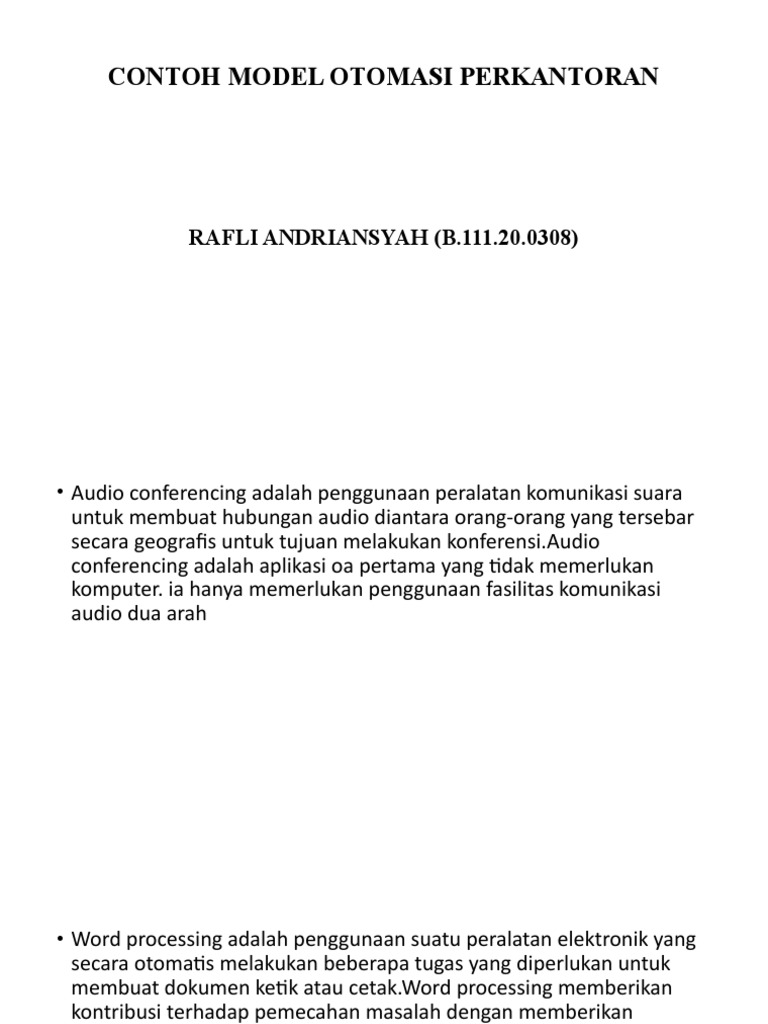 Contoh Model Otomasi Perkantoran | PDF
