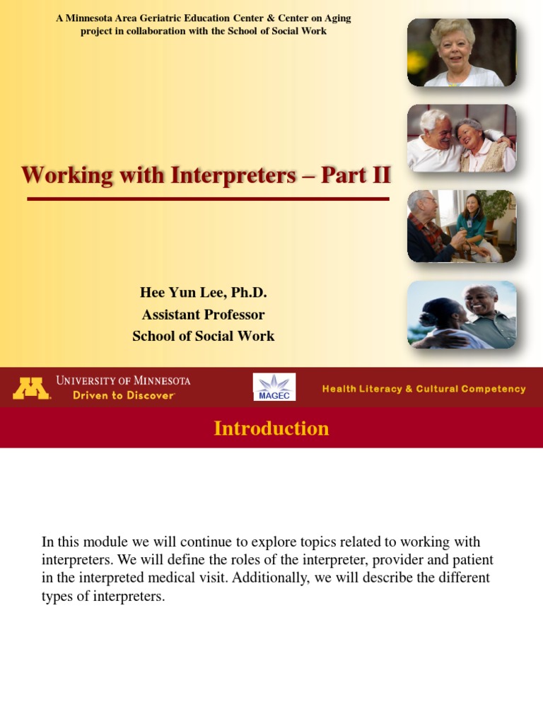 Working With Interpreters | PDF | Language Interpretation | Geriatrics
