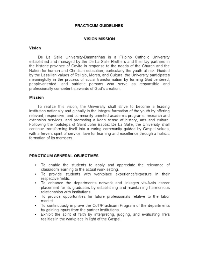 OJT Guidelines Evaluation Internship