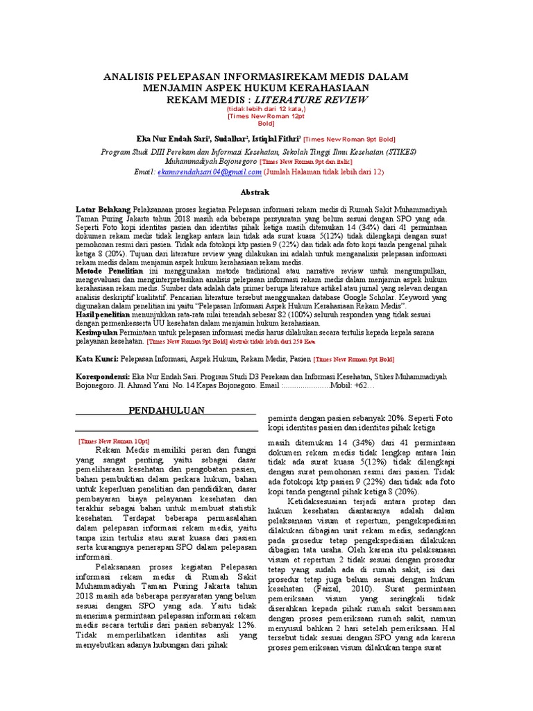 Contoh Template Jurnal Literatur Review | PDF