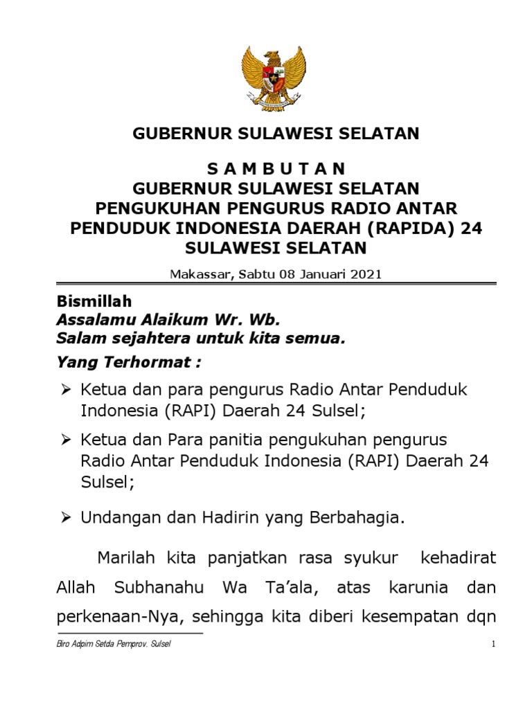 Pengukuhan Pengurus Radio Antar Penduduk Indonesia Daerah 24 Sulawesi Selatan | PDF