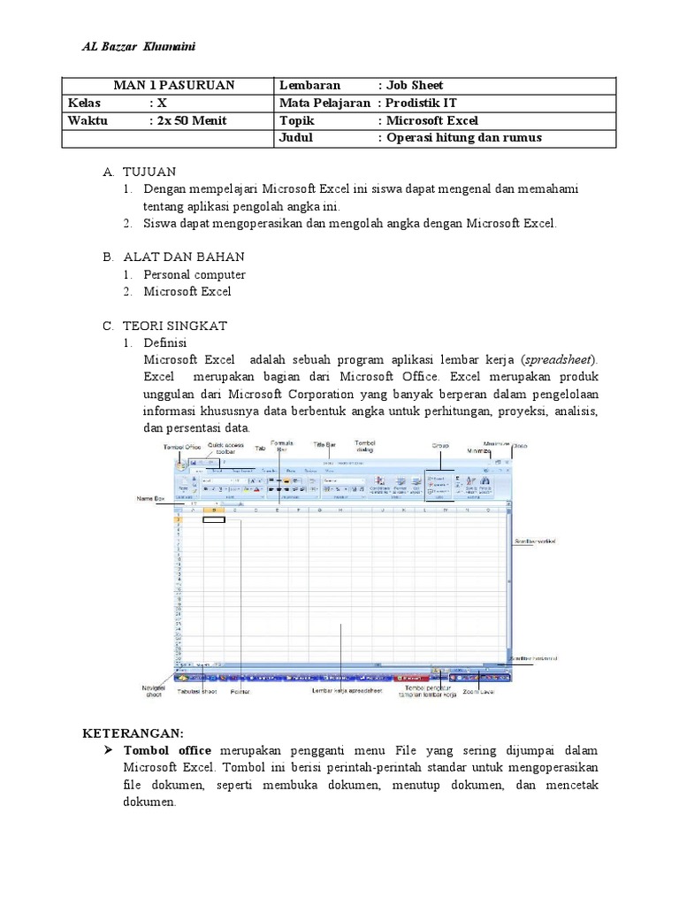 Panduan Excel untuk Job Sheet Siswa | PDF