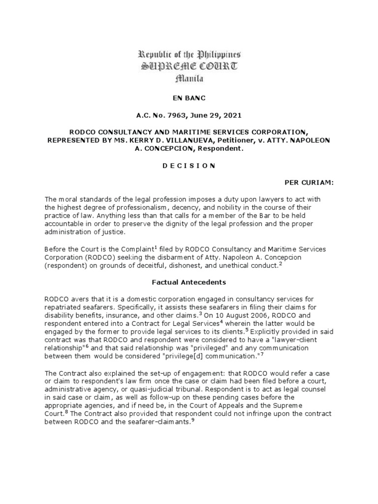 2 Rodco Consultancy v. Atty. Concepcion | PDF | Disbarment | Lawyer