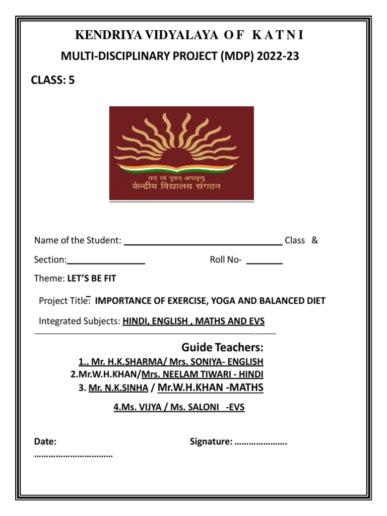 MDP Project Front Page for Class 5 | PDF | Career & Growth | Self ...