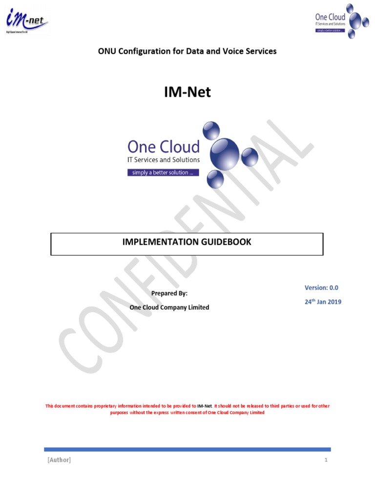 ONU Configuration Guide for Implementing Data and Voice Services using the IM-Net Network | PDF ...
