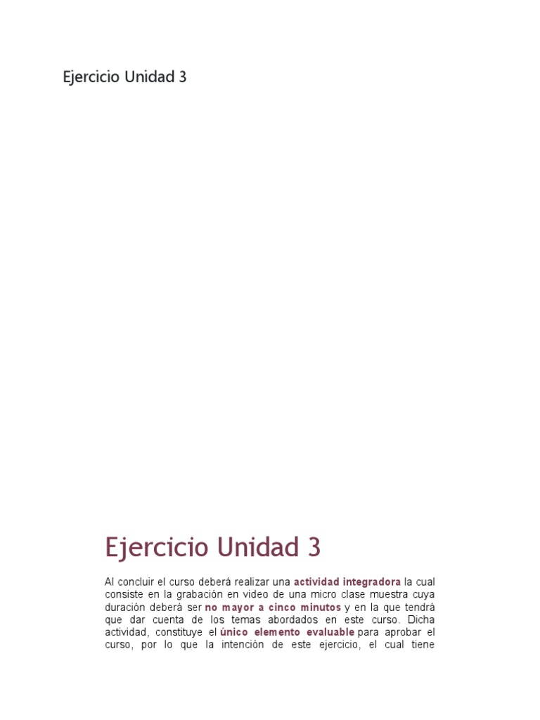 Ejercicio Unidad 3 | PDF | Evaluación