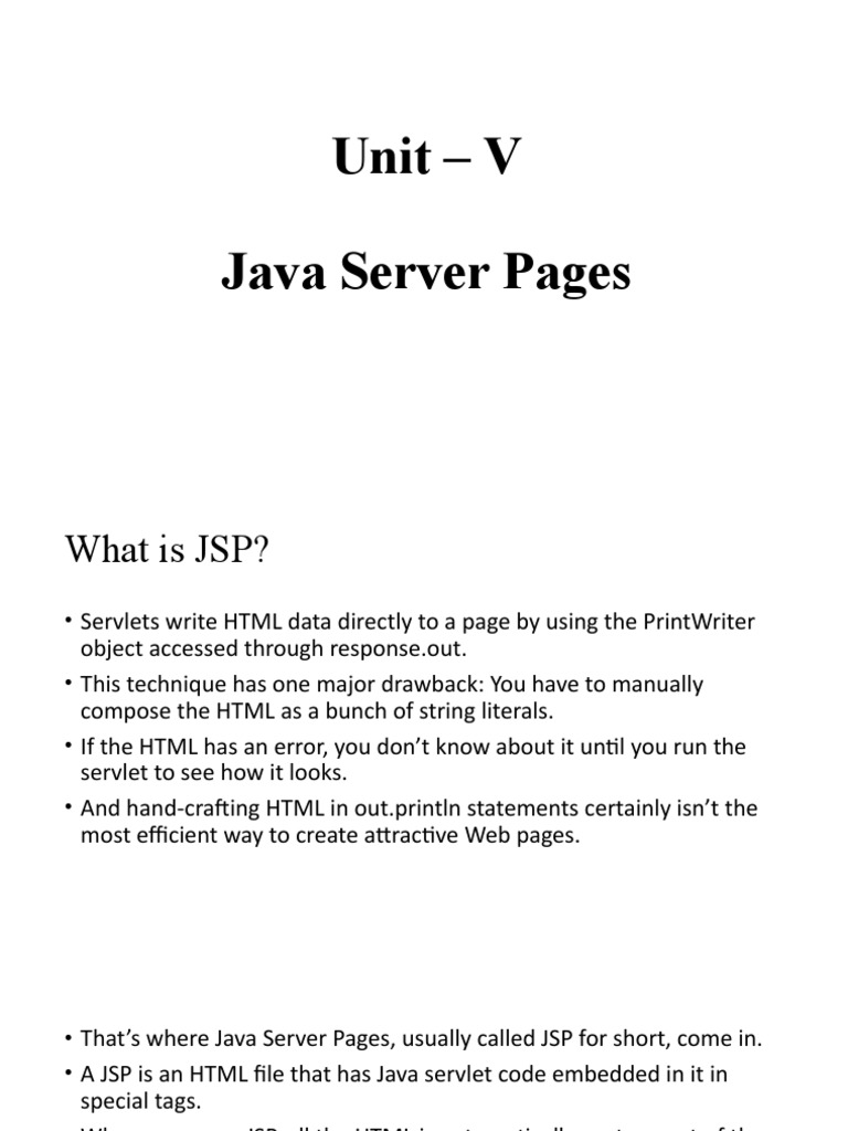 Unit V - Java Server Pages | Download Free PDF | Object Oriented Programming | Programming Paradigms