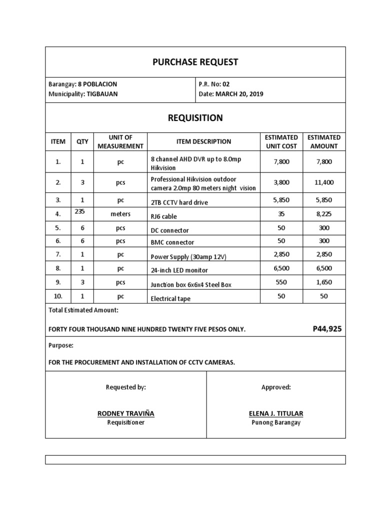 Purchase Request | PDF | Computer Engineering | Computing