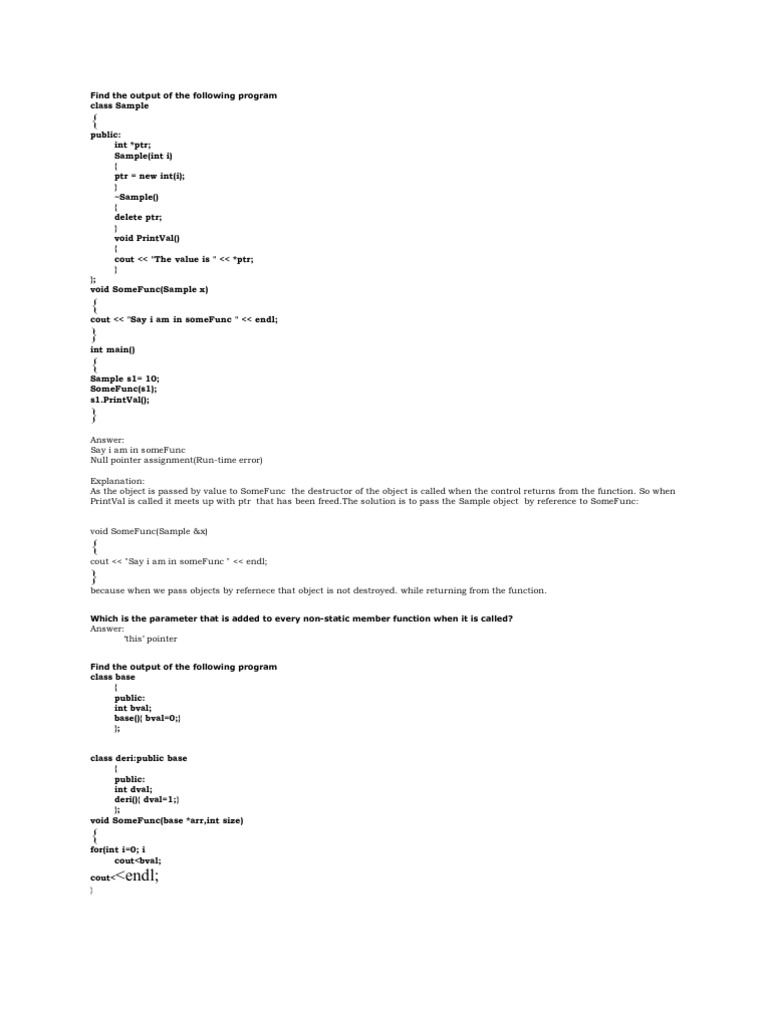 Find The Output Of The Following Program Pdf Class Computer Programming Method Computer 3571