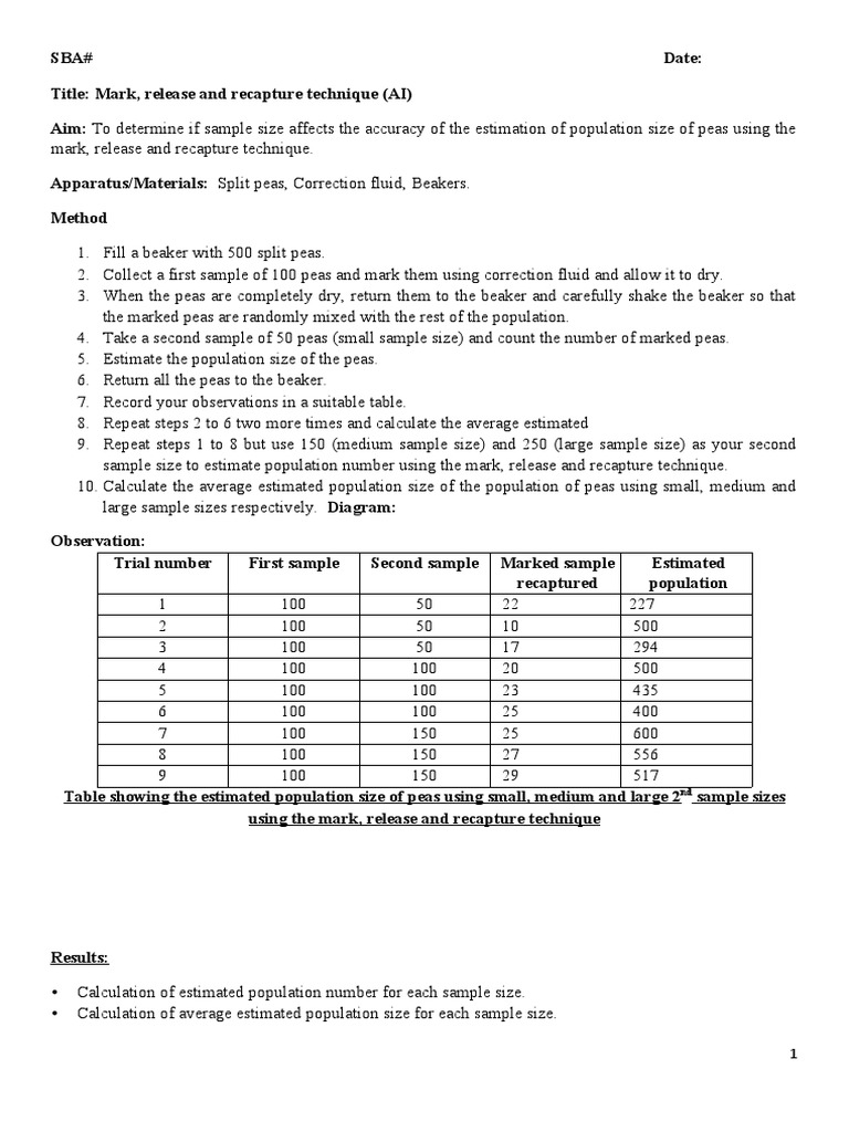 Mark Release And Recapture Technique Accuracy 40 Pdf Sampling