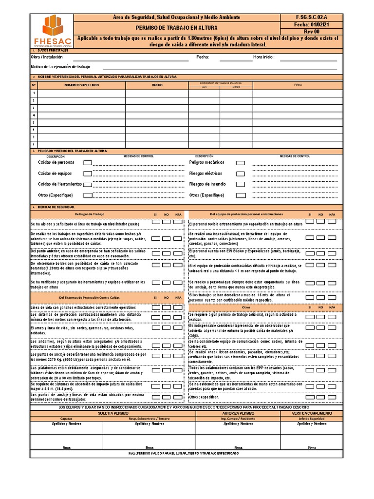 Permisos de Trabajo en Altura | PDF Permisos de Trabajo en Altura | PDF