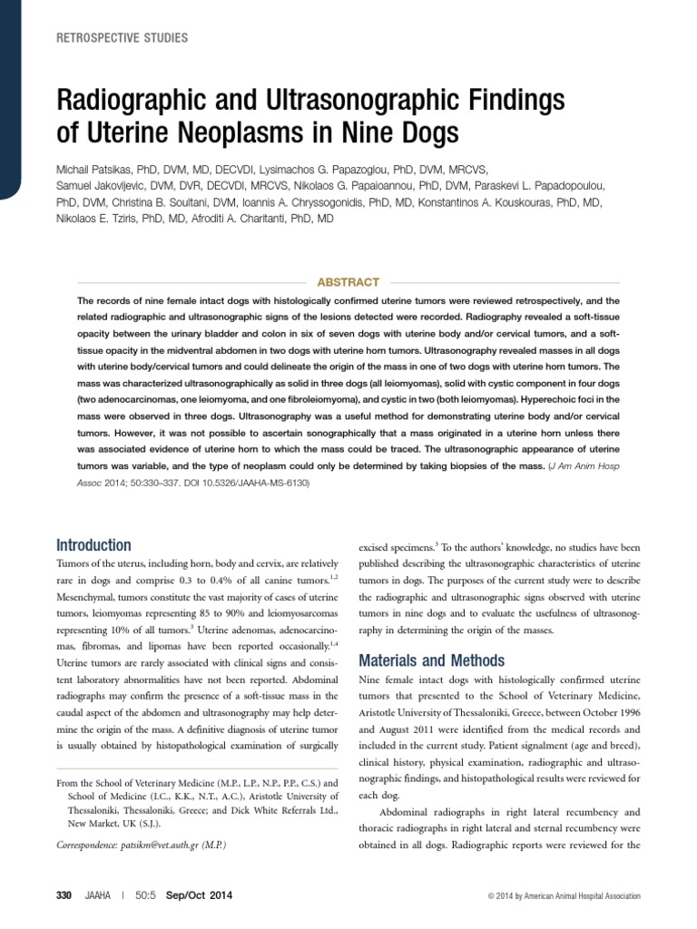 Radiographic and Ultrasonographic Findings of Uterine Neoplasms in Nine ... Radiographic and Ultrasonographic Findings of Uterine Neoplasms in Nine ...