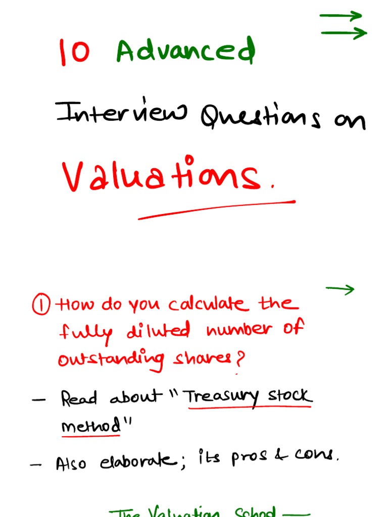 Advanced Valuation Interview Questions | PDF | Valuation (Finance ...