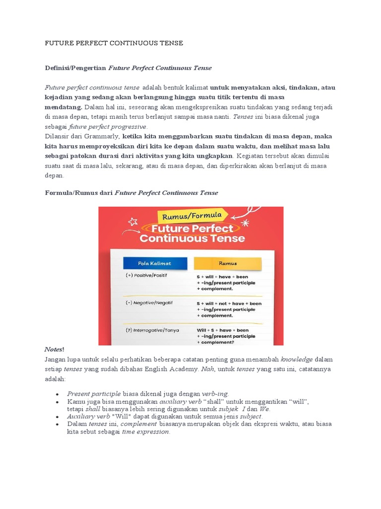 Rumus dan Contoh Future Perfect Continuous | PDF