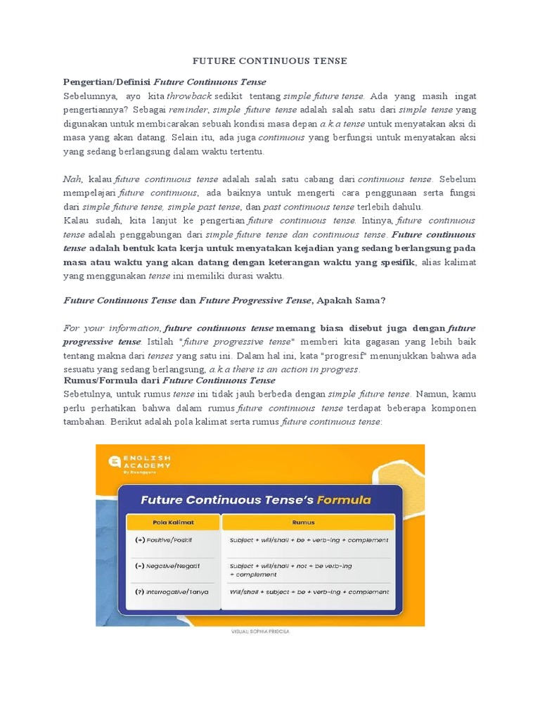 Pengertian Future Continuous Tense | PDF