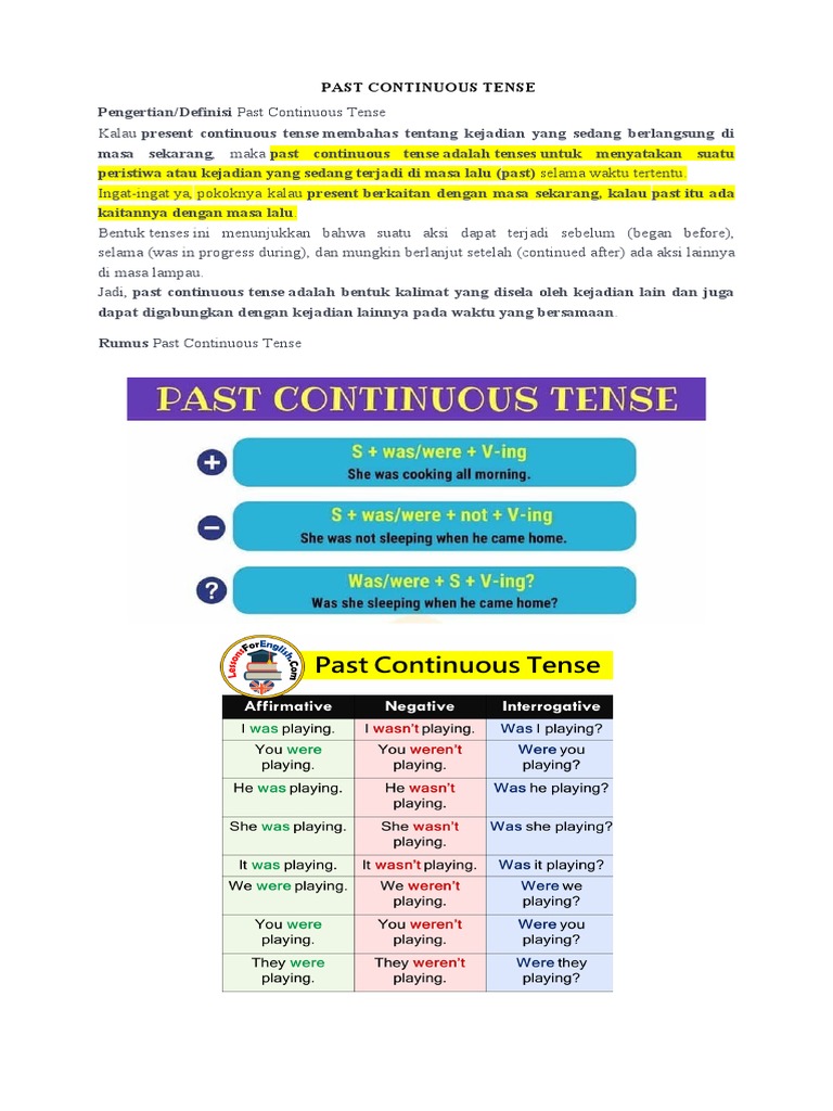 Past Continuous Tense | PDF | Seni & Disiplin Bahasa