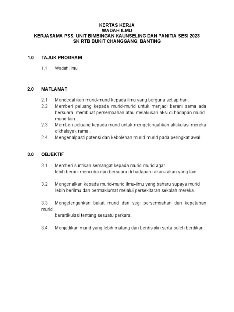 Wadah Ilmu SK RTB | PDF