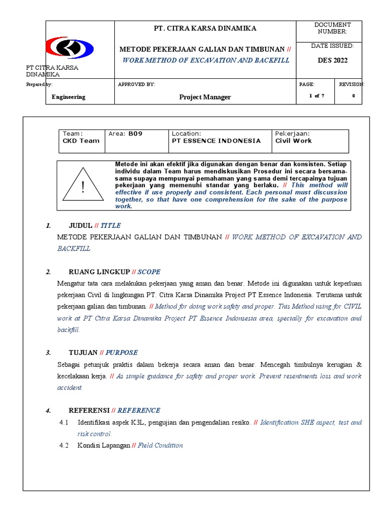 Metode Pekerjaan Penggalian | PDF