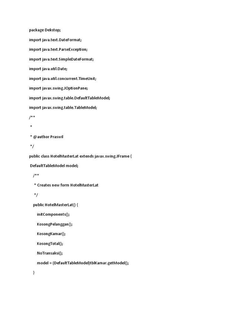 Hotel Master Lat - Java Swing Hotel Reservation System | PDF | Models Of Computation | Object ...