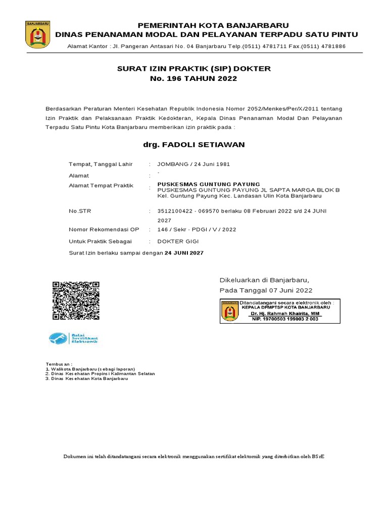 SK Izin Signed - 0127 - IPDU - OL - V - 2022 - FADOLI SETIAWAN - PDF | PDF