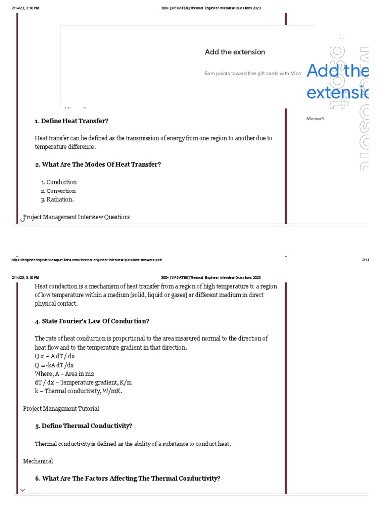 Thermal Engineer Interview Insights | PDF | Fluid Mechanics | Heat Transfer