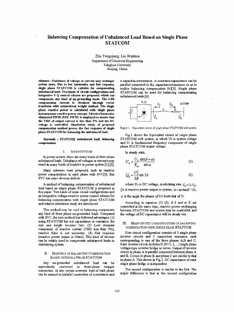 Balancing Compensation of Unbalanced Load Based On Single Phase | PDF | Power Inverter | Ac Power