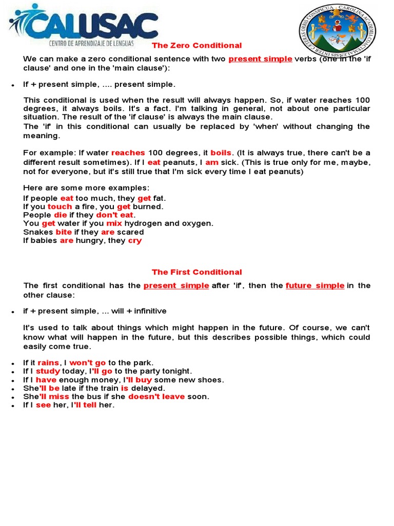 Conditionals Explanation | PDF | Perfect (Grammar) | Languages