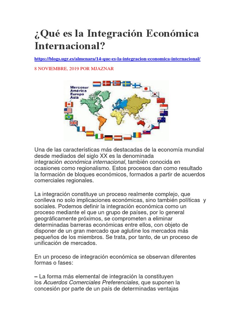 Qué Es La Integración Económica Internacional | PDF | Integración ...