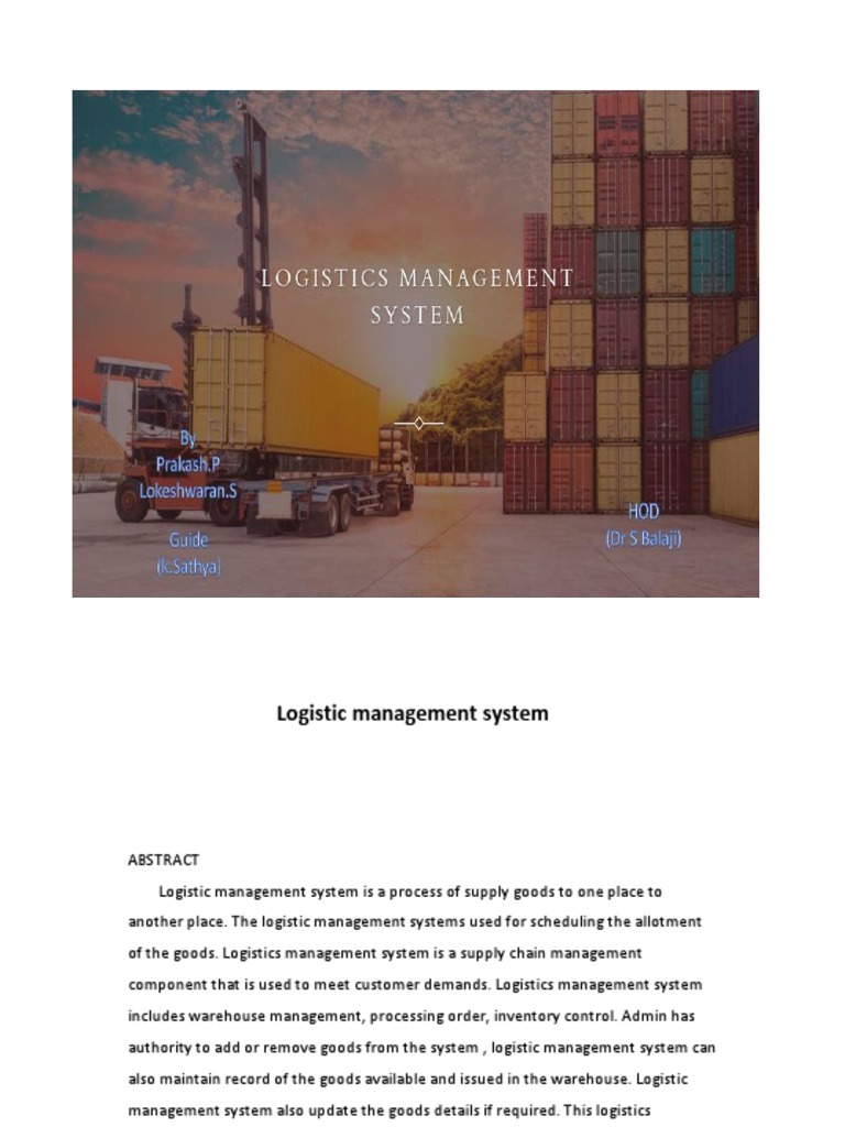 Logistic Management System c1 | PDF | Logistics | Warehouse