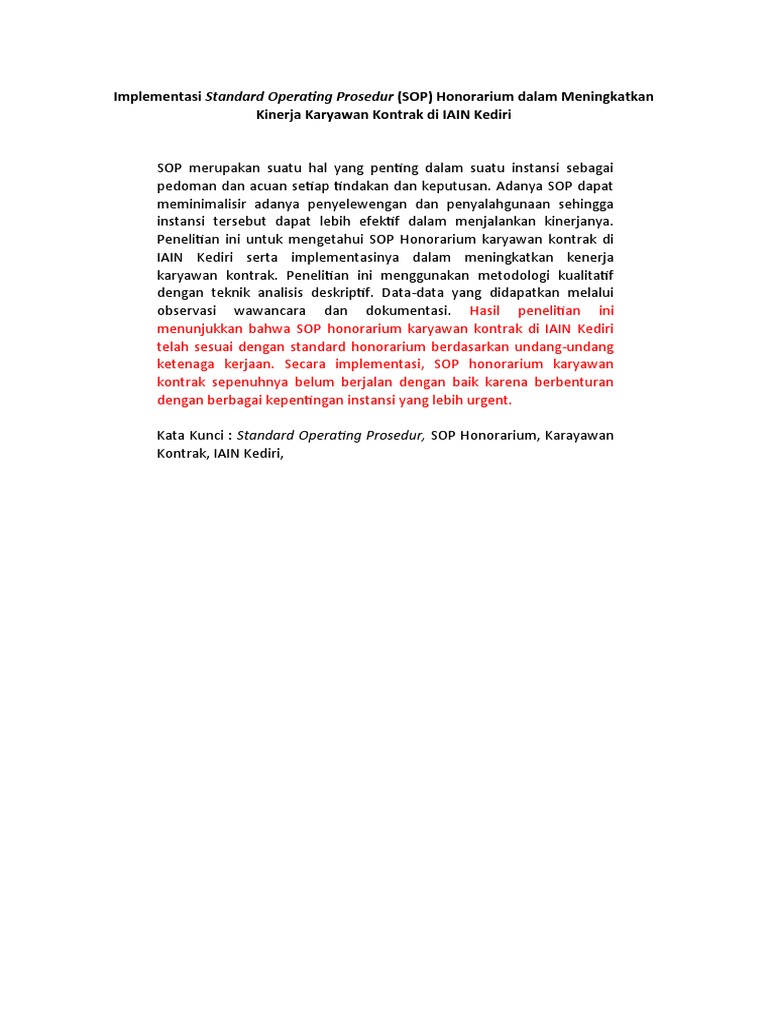 Implementasi Standard Operating Prosedur | PDF Implementasi Standard Operating Prosedur | PDF