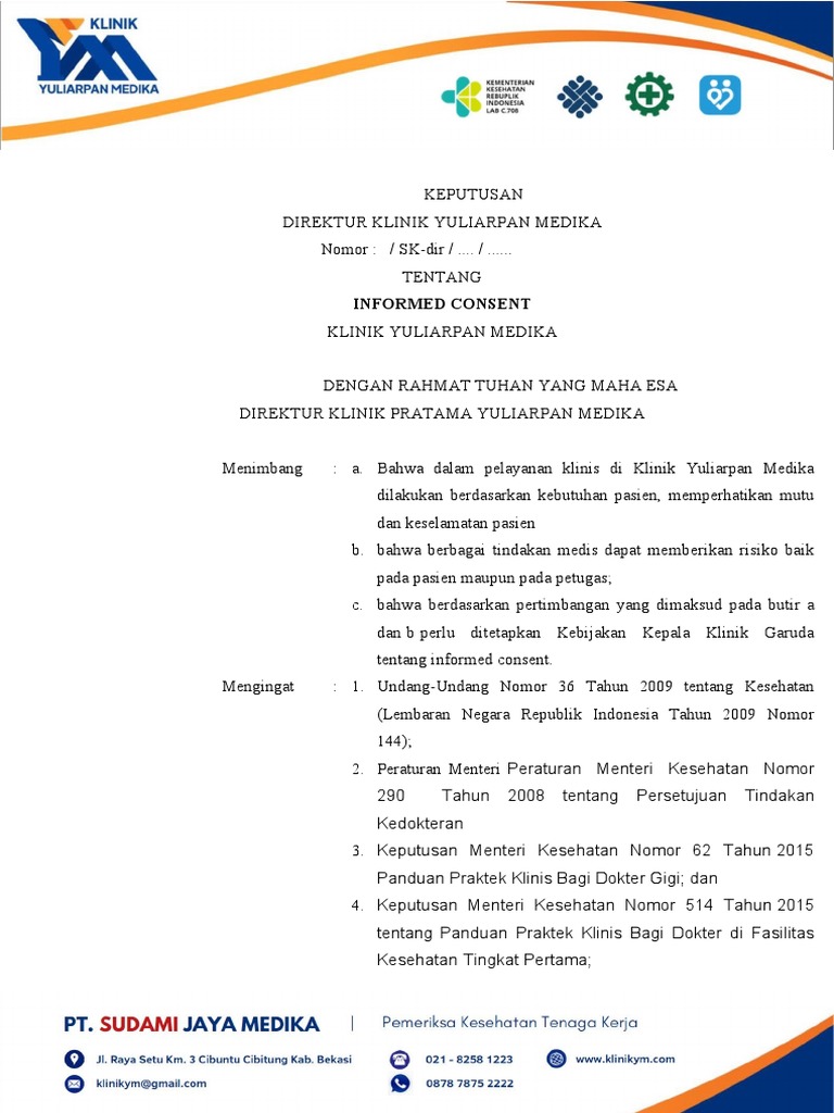 Kebijakan Informed Consent Klinik Yuliarpan | PDF | Pengembangan Diri