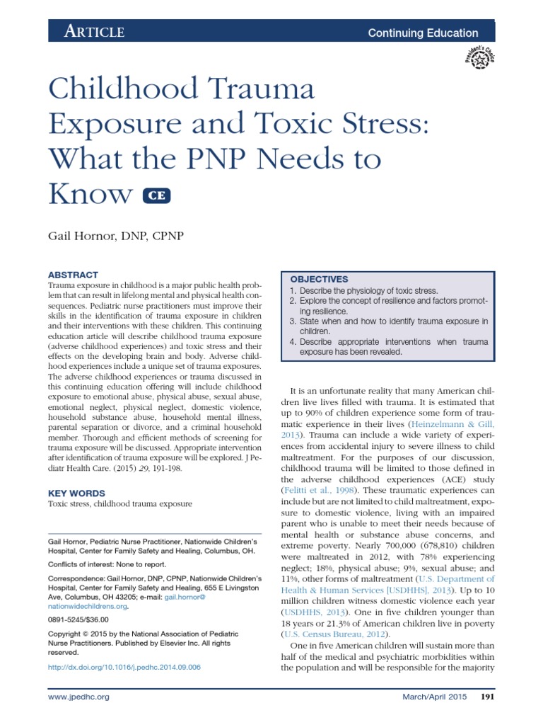 Childhood Trauma Exposure and Toxic Stress | PDF | Child Abuse ...